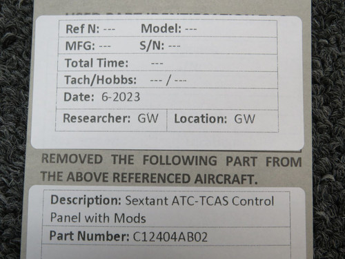 C12404AB02 Sextant ATC-TCAS Control Panel Assembly with Mods For Sale