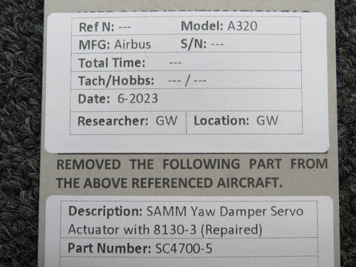 SC4700-5 Airbus A320 SAMM Yaw Damper Servo Actuator Assembly With 8130 ...