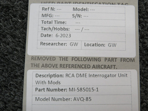 MI-585015-1 RCA AVQ-85 DME Interrogator Unit has Mods For Sale
