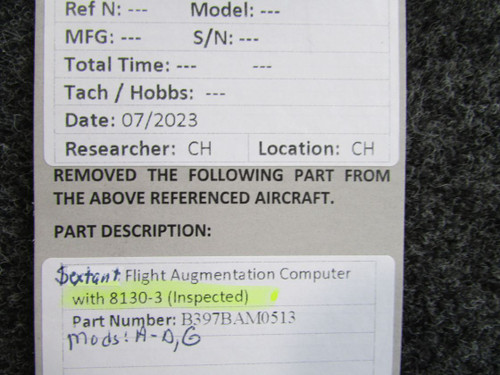 B397BAM0513 Sextant Flight Augmentation Computer has Mods and 8130-3 ...