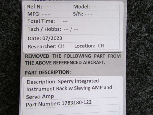 1783180-122 Sperry Integrated Instrument Rack has Slaving Amp and Servo Amp