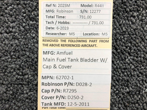 62702-1, D028-2 Amfuel Main Fuel Tank Bladder with Cap and Cover