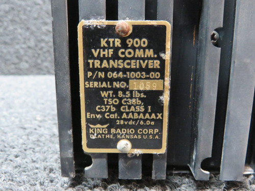 064-1003-00 King Radio KTR-900 VHF Communication Transceiver 28 Volts