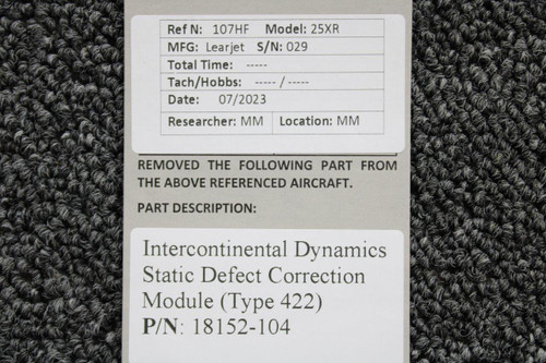 18152-104 Intercontinental Dynamics Type 422 Static Defect Correction ...