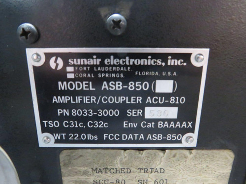 8033-3000 Alternative Part Number ASB-85 Sunair Electronics ACU-810 ...