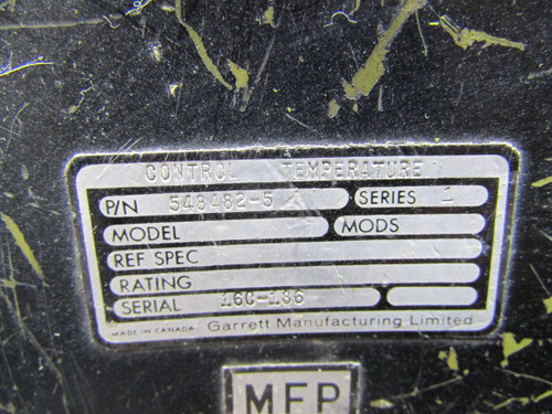 548482-5 Garret Manufacturing Series 1 Temperature Control For Sale