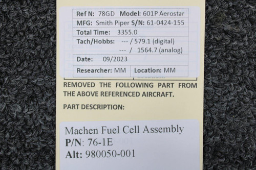 76-1E (Alternate PN: 980050-001) Aerostar 601P Machen Fuel Cell Assembly