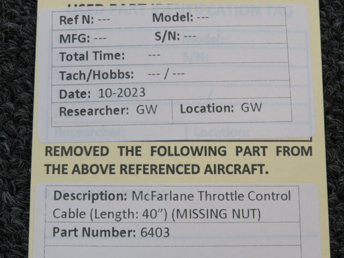 6403 McFarlane Throttle Control Cable (Length: 40”) (No Nut)