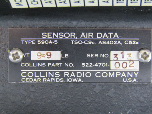 522-4701-002 Collins 590A-5 Plane Air Data Sensor Modified Unit