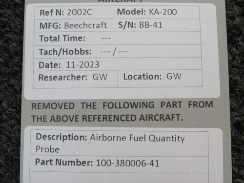 100-380006-41 Beechcraft KA-200 Mode Airborne Fuel Quantity Prode Assembly