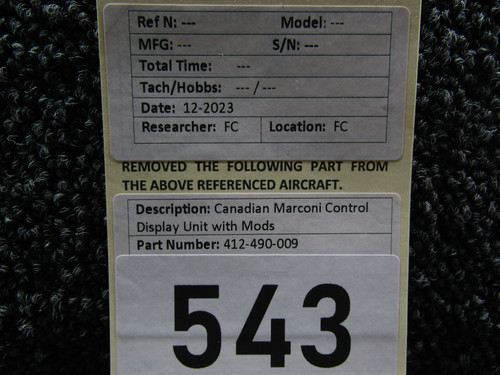 412-490-009 Canadian Marconi Modified Control Display Assembly