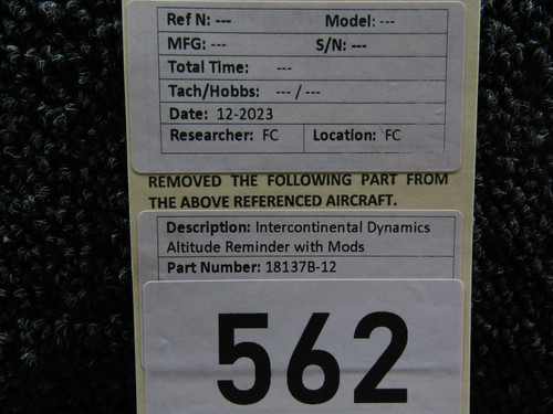 18137B-12 Intercontinental Dynamics Corporation Modified Altitude ...