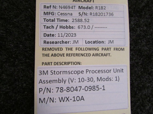 78-8047-0985-1 3M WX-10A Stormscope Processor Unit Assembly has Mod, 10 ...