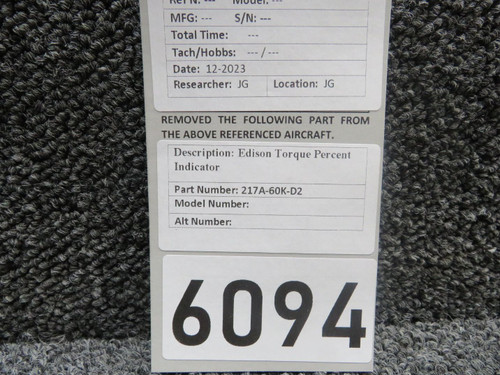 217A-60K-D2 Edison Equipment Torque Percentage Indicator Assembly