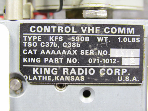 071-1012-12 King Radio KFS-590B VHF Communication Control Assembly