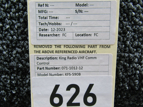 071-1012-12 King Radio KFS-590B VHF Communication Control Assembly