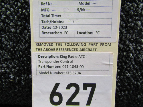 071-1043-00 King Radio KFS-570A Discolored Face ATC Transponder Control