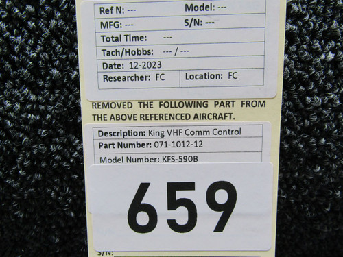 071-1012-12 King Radio KFS-590B Aircraft VHF COMM Control Box