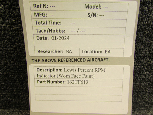 162CF613 Lewis Avionics Worn Face Paint RPM Percent Indicator