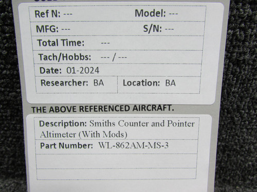 WL-862-AM-MS-3 Smiths Counter and Pointer Altimeter Gauge with ...