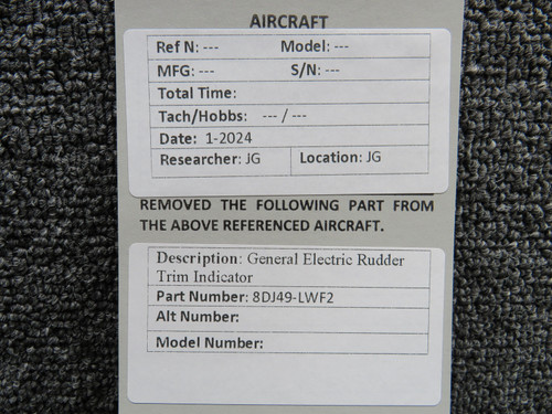 8DJ49-LWF2 General Electric Rudder Trim Indicator Gauge