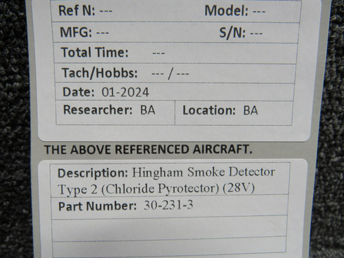 30-231-3 Hingham Chloride Pyrotector Smoke Detector Type 2 Assembly ...