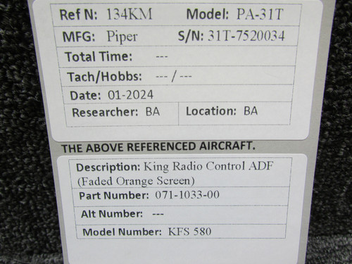 071-1033-00 King Radio KFS-580 Control ADF Faded Orange Screen