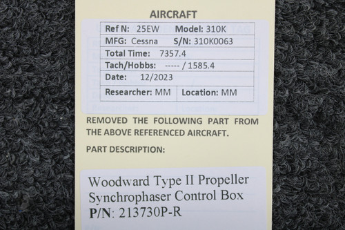 213730P-R Woodward Type II Propeller Synchrophaser Control Box For Sale