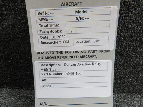 AMB-100 Duncan Aviation Parts Relay Assembly With Tray