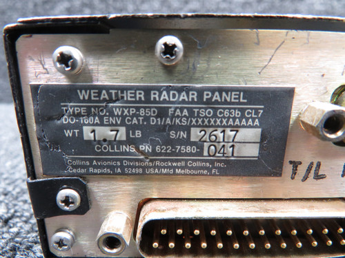 622-7580-041 Collins WXP-85D Weather Radar Panel Unit