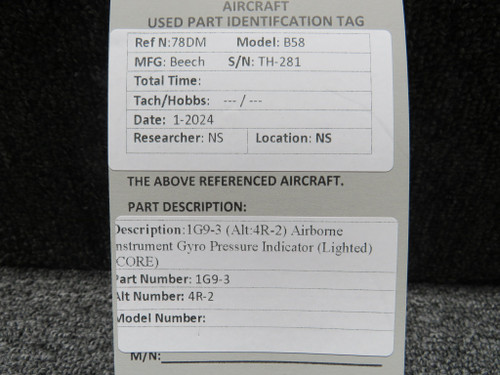1G9-3 Airborne Instruments Core Gyro Pressure Indicator
