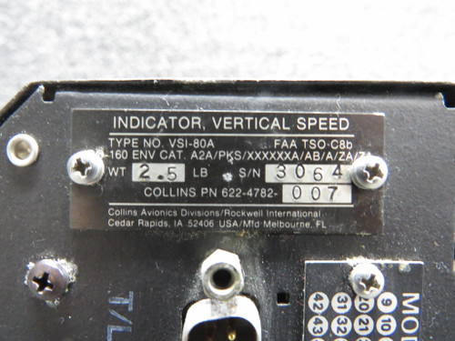 622-4782-007 Collins VSI-80A Vertical Speed Gauge Indicator
