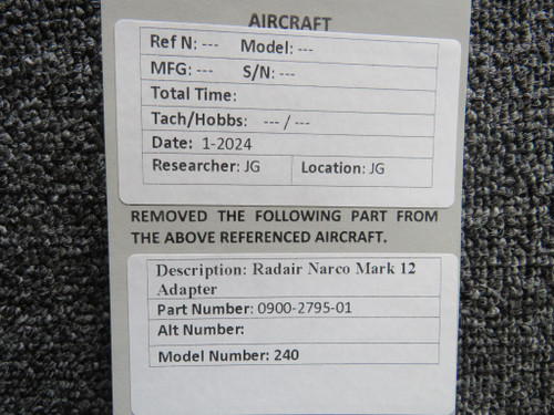 0900-2795-01 Radair 240 Narco Mark 12 Core Adapter Has Wiring
