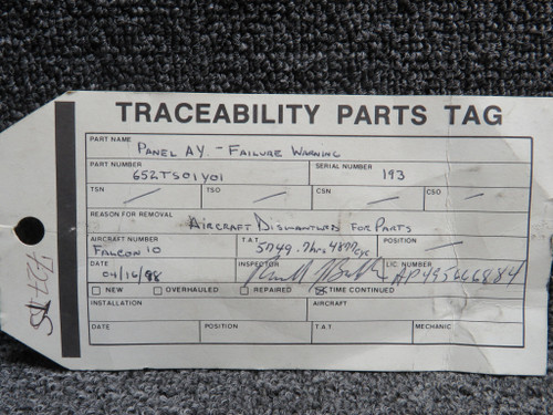 652TS01Y01 ECE Core Tableau Panel With Traceability Tag