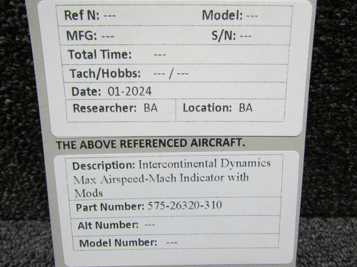 575-26320-310 Intercontinental Dynamics Max Airspeed-Mach Indicator ...