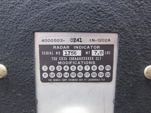 4000503-0241 Bendix Avionics Radar Indicator Panel