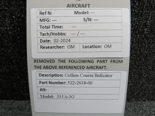 522-2638-00 Collins 331A-3G Aircraft Course Indicator