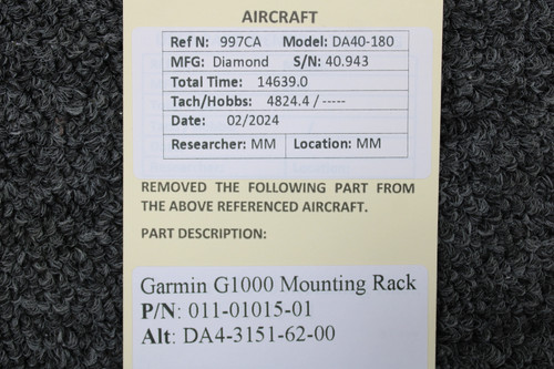 011-01015-01 (Alt PN: DA4-3151-62-00) Diamond DA40-180 Garmin G1000 ...