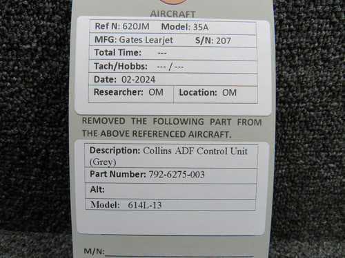 792-6275-003 Collins 614L-13 ADF Control Unit (Grey Panel)