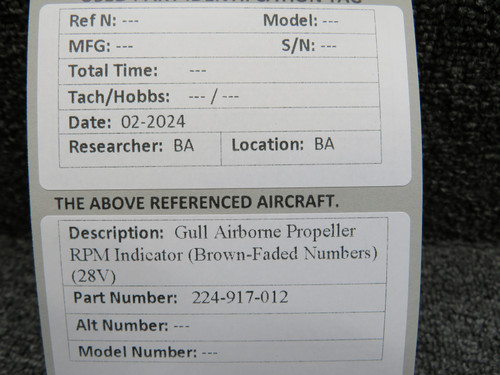 224-917-012 Gull Airborne Propeller Tachometer Indicator (Brown-Faded ...