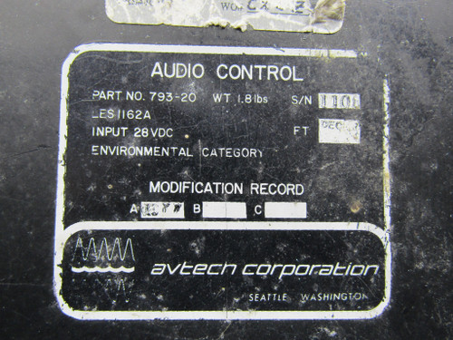 793-20 Avtech Audio Control Panel Assembly (28 Volts)
