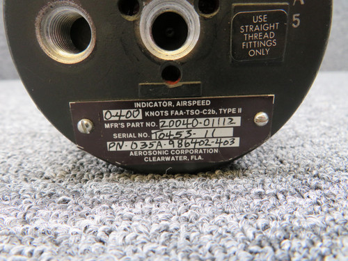 20040-01112 Alternative Part Number 035A-986402-403 Aerosonic 0-400 ...