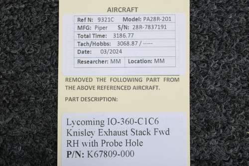 K67809-000 Lycoming IO-360-C1C6 Knisley RH Forward Exhaust Stack has ...