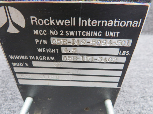 65E-149-5094-501 Rockwell International MCC Number 2 Switching Unit For ...