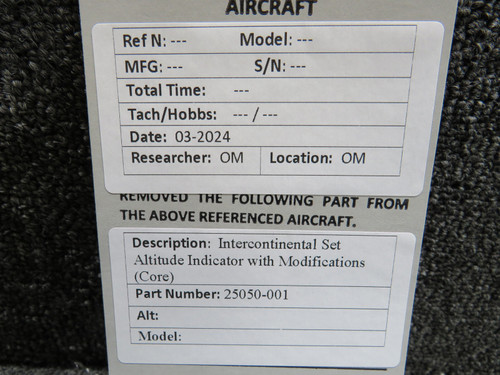 25050-001Intercontinetal Core Set Altitude Indicator Has Modifications