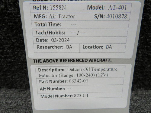 06342-01 Datcon Aviation 825 12 Voltage UT Oil Temperature Indicator ...