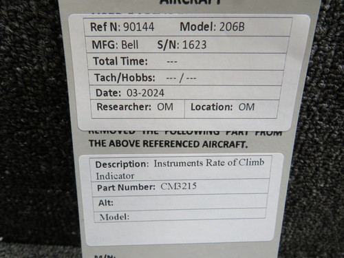 CM3215 Instruments Rate of Climb Indicator Gauge