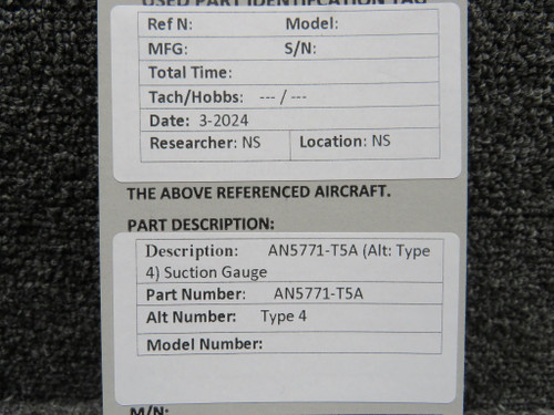AN5771-T5A Aircraft Type Four Suction Indicator