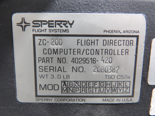 4029516-420 Honeywell ZC-200 Flight Director Computer Controller (Black)