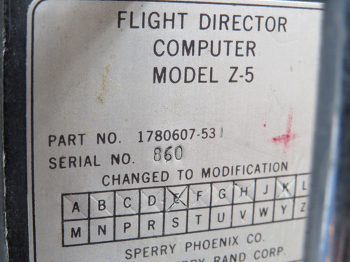 1780607-53 Sperry Z-5 Flight Director Computer w Modifications (Worn)
